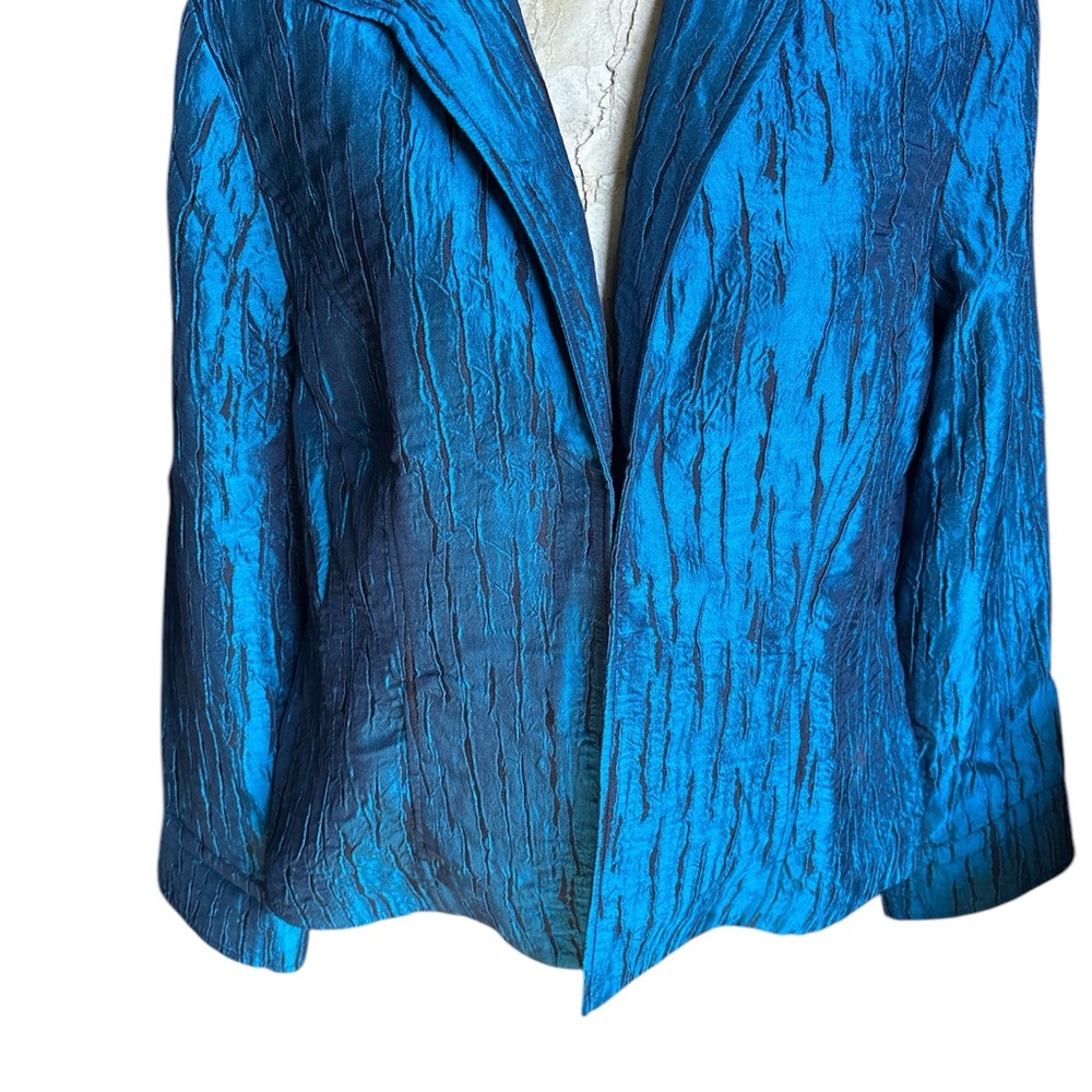 Chico's Blue Blazer With Shimmery Texture And Open Fr… - Gem